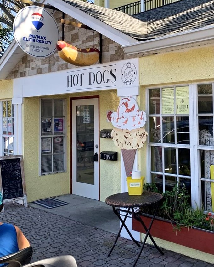 That giant hot dog hanging from the roof isn't false advertising &ndash; it's a delicious preview of the creative dogs waiting inside.