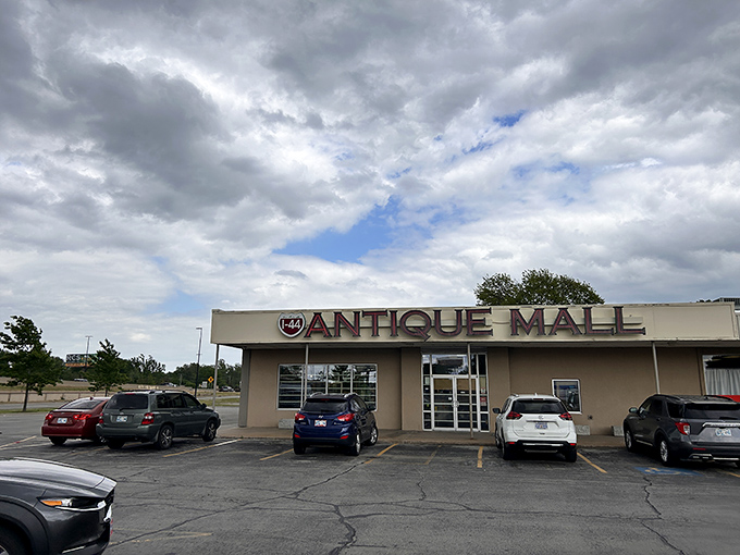 The I-44 Antique Mall's red brick exterior promises substantial treasures worthy of any road trip.