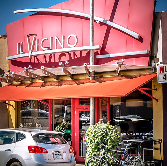 Il Vicino's bold red exterior is like a matador's cape &ndash; impossible to ignore and promising an exciting experience inside.