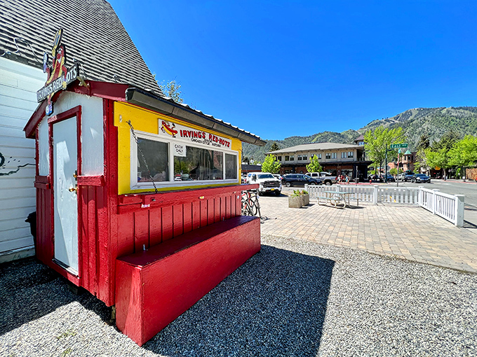 Irving's Red Hots' tiny red stand is like finding a ruby in downtown Ketchum. Small space, enormous flavors!