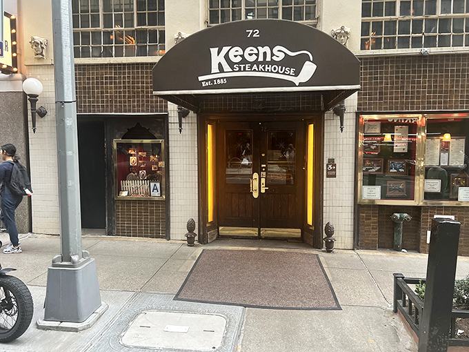 Keens' understated entrance belies the meat museum within &ndash; where history and porterhouses are served in equal measure.