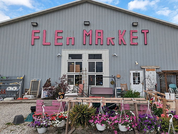 Those pink letters say it all&mdash;this isn't your ordinary flea market! Me & My Sisters brings color to treasure hunting.