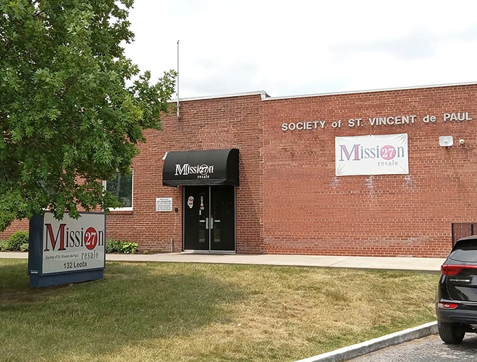 Mission 27's brick building exterior radiates that solid, dependable vibe that suggests serious treasure hunting opportunities await inside.