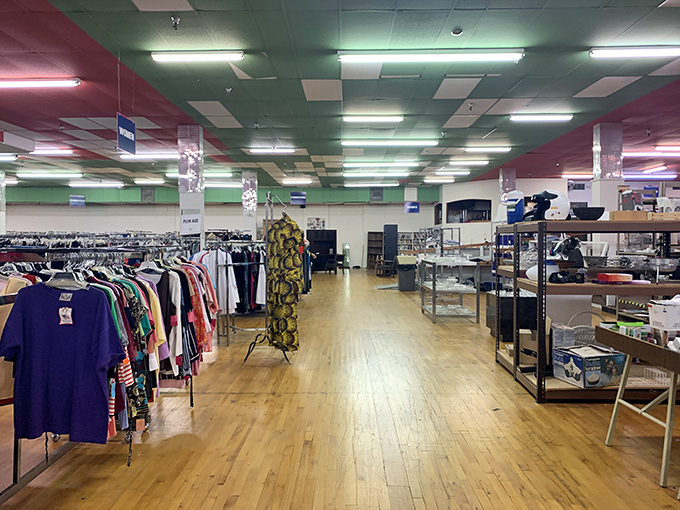 Nearly New Shop's spacious interior and organized racks make secondhand shopping feel like a department store experience.