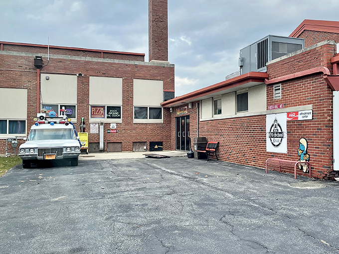 Old School Pizza's humble exterior hides pizza greatness, proving you can't judge a pie by its building.