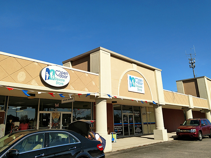 Open Door's welcoming exterior in Waterford Township hints at the organized treasures waiting inside. 