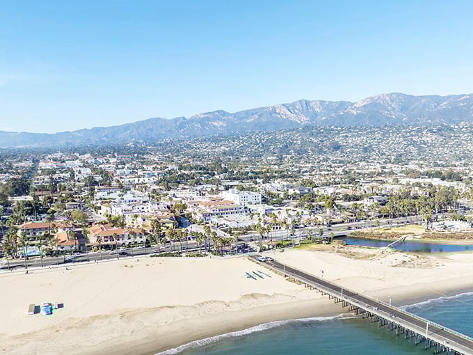 Wide sandy beaches and mountain backdrop create the American Riviera vibe that made this city famous statewide.