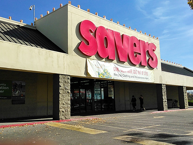 Savers' iconic sign glows like a beacon for bargain hunters. This isn't just a store &ndash; it's an institution of thrifty delights.