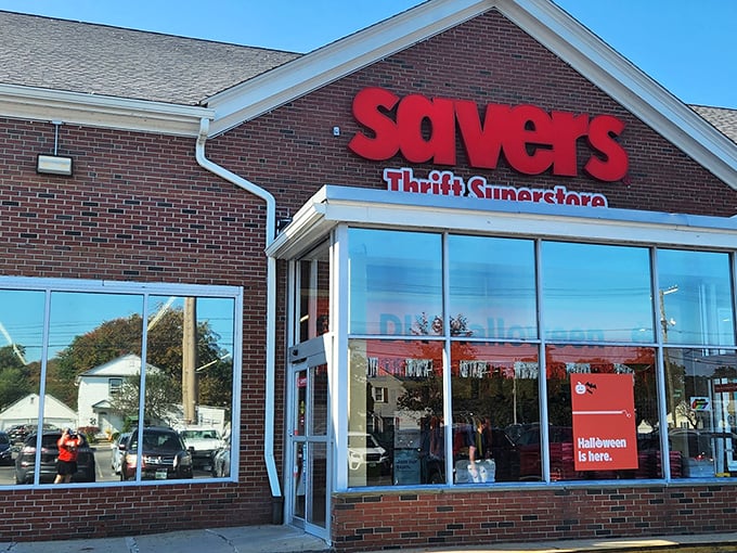Savers' bold red signage against brick is like a beacon for the bargain-obsessed shopper.