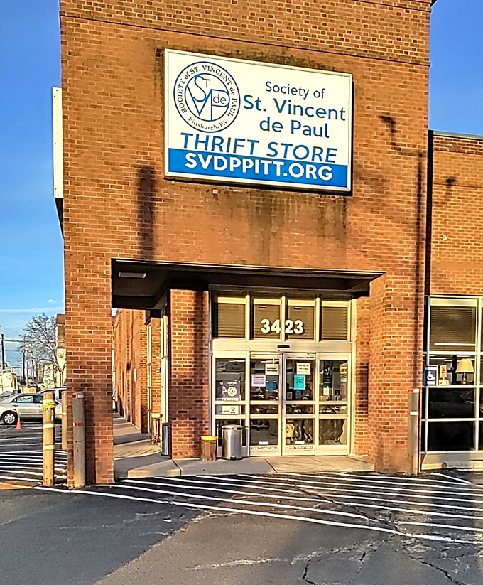 This brick building houses a community treasure where every purchase helps neighbors in need around Pittsburgh. 