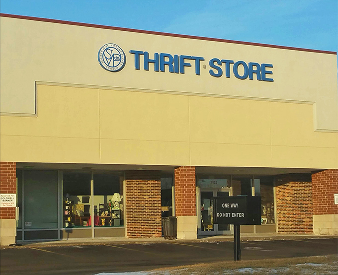 That classic thrift store sign promises exactly what bargain hunters hope to find inside every time. 
