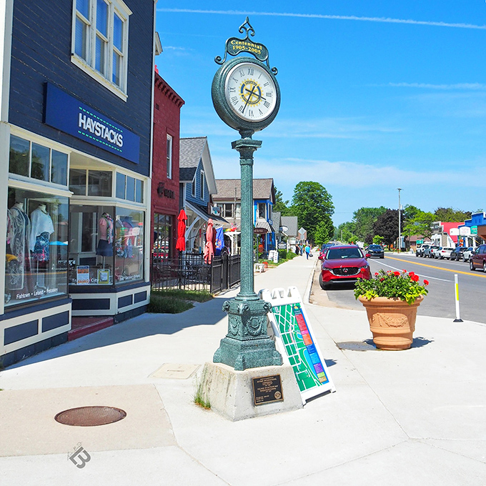 Suttons Bay's waterfront beckons with its classic clock and colorful shops &ndash; time literally stands still in this lakeside gem.
