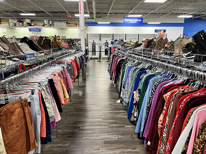 Racks upon racks of possibility&mdash;ThriftSmart's clothing section is organized better than most people's closets.