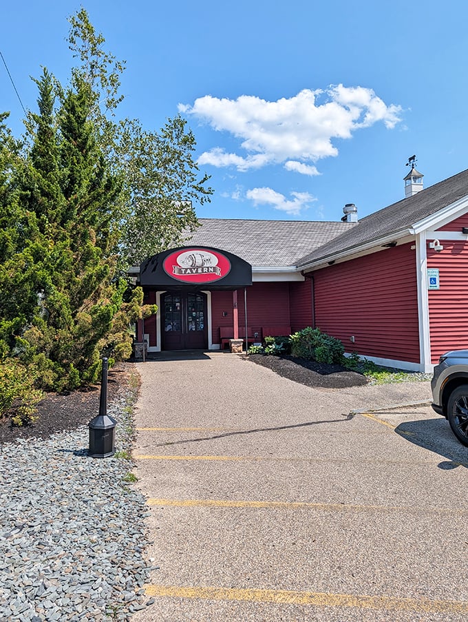 The Tuckaway's bright red exterior stands out like a juicy tomato in a farmers market. This barn-turned-tavern knows its meat!