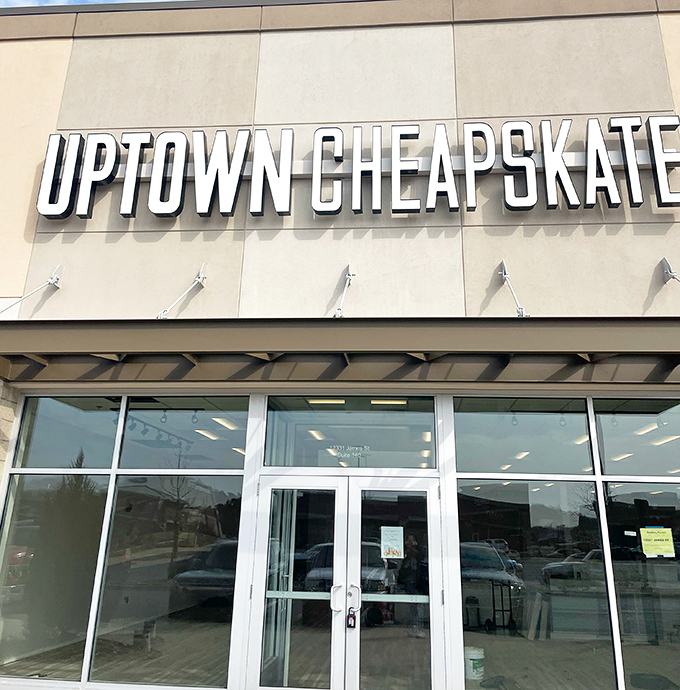 Uptown Cheapskate Holland's sleek, modern storefront promises a thrifting experience that feels anything but second-hand.