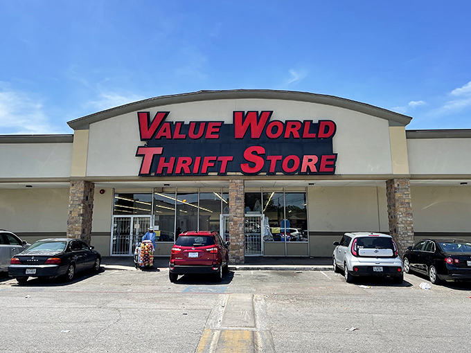 Value World's cheerful exterior practically shouts "come find your next favorite thing" to passing shoppers.