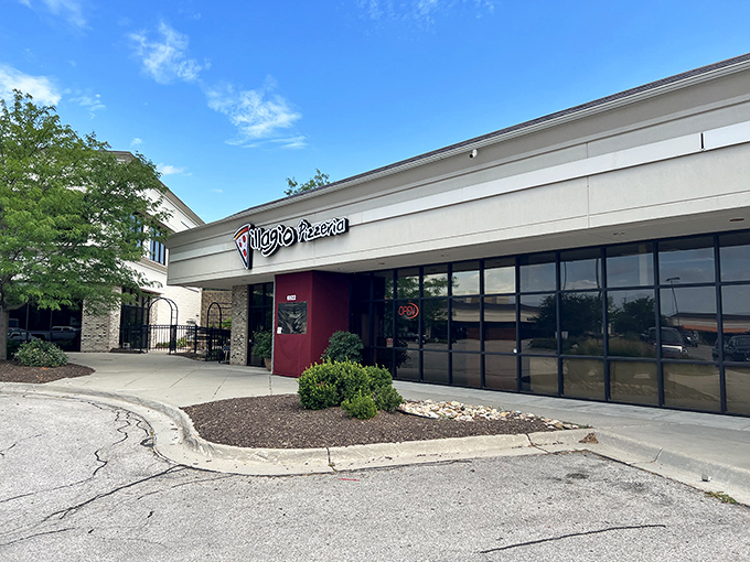 Modern lines hide old-school pizza passion, where every pie tells a story of careful craftsmanship.