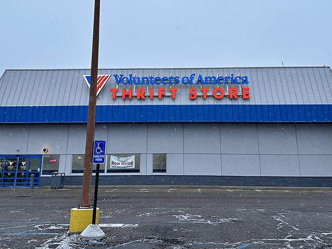 The VOA sign stands tall, beckoning thrift enthusiasts to a building that could house an airplane&mdash;or thousands of amazing bargains!