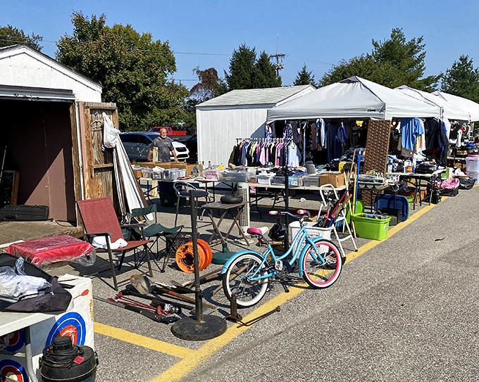 A vintage bicycle waits for its new owner at 8th Ave Flea Market. One person's outgrown treasure becomes another's perfect find!