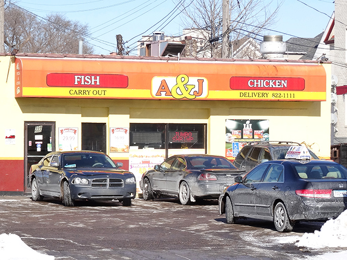 The drive-through window at A & J makes it easy to grab hot fried chicken without even leaving your car on busy days. 