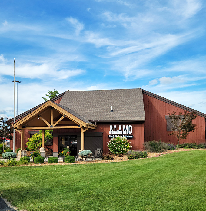 Those timber beams and stone accents set the perfect stage for serious carnivore satisfaction.