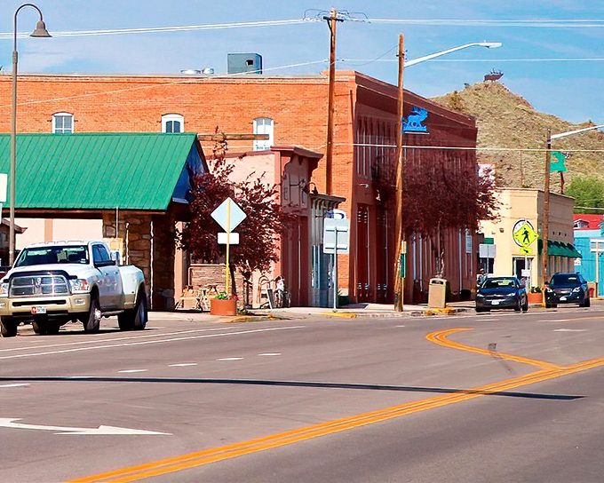 Alamosa's brick buildings and wide streets create a classic Western downtown. The mountain backdrop is just showing off at this point.