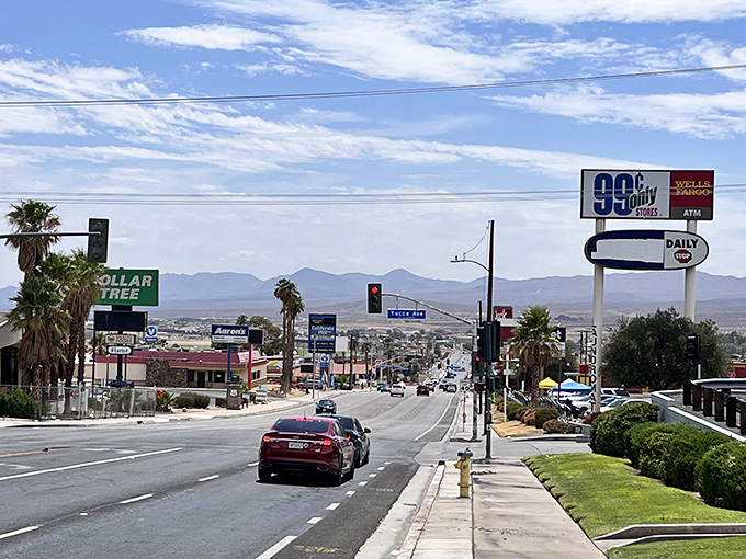 Main Street America lives on here, where familiar chain stores compete with local prices instead of corporate markups.