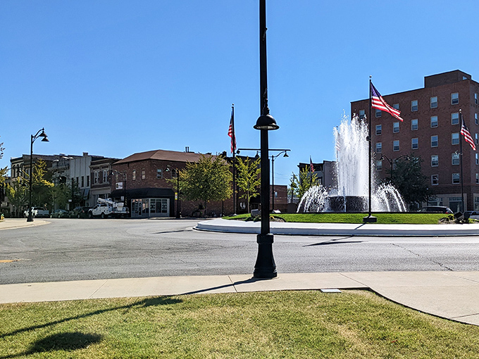 Belleville's downtown fountain creates a gathering spot surrounded by historic buildings &ndash; small-town charm just minutes from St. Louis.