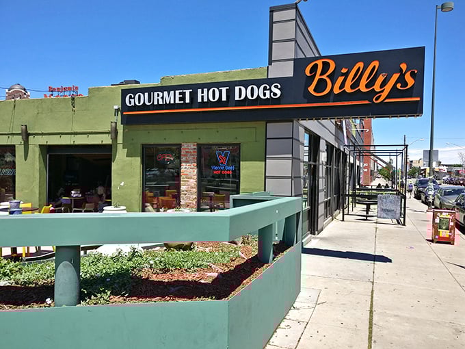The simple patio at Billy's offers the perfect stage for enjoying Denver's sunshine alongside some seriously gourmet dogs.