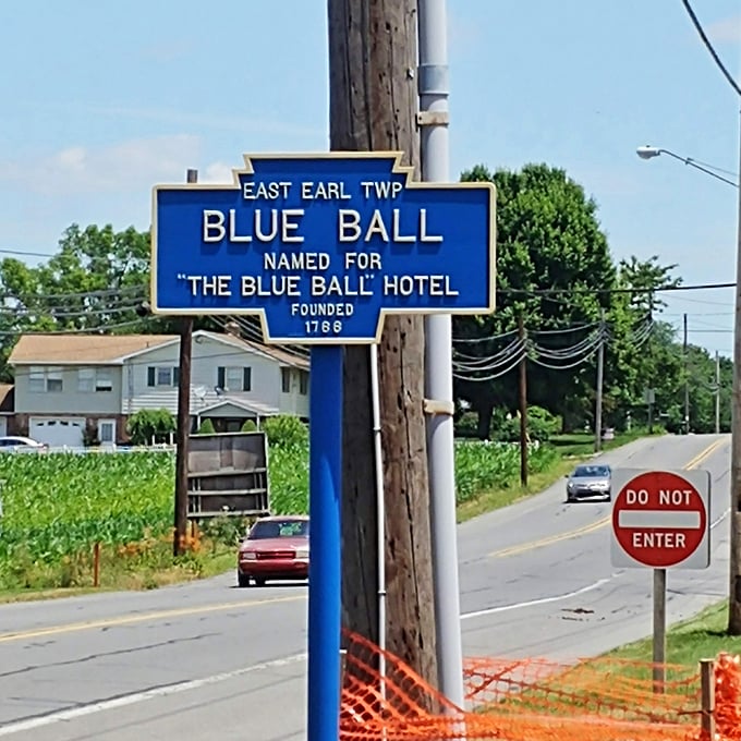 You&rsquo;ve got to love a town sign that tells a story! Blue Ball, named for a hotel? This is classic Americana.