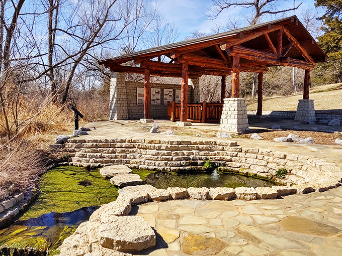 Stone pavilion architecture blends seamlessly with landscape, proving good design never goes out of style.