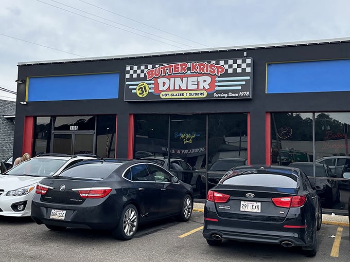 The bold red and black of Butter Krisp Diner stands out like a classic car in a parking lot. Serving Covington since 1978 with style and substance.
