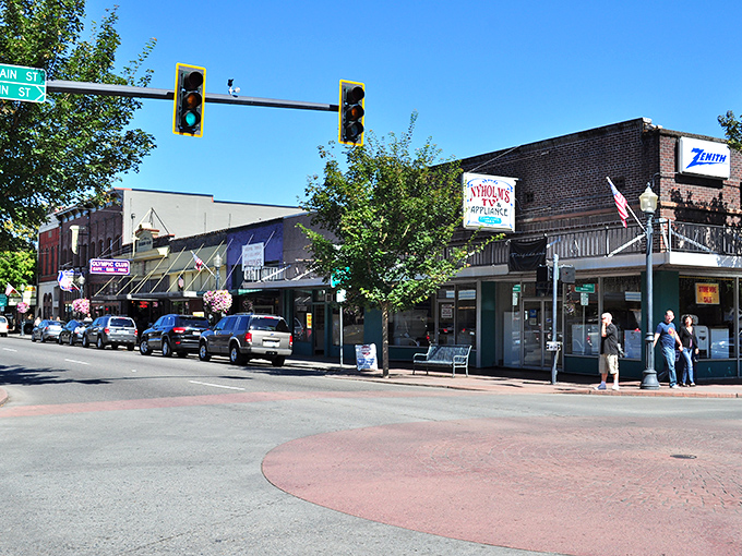 The main drag of downtown Centralia stand tall and proud. History buffs will find plenty to admire without spending their life savings.