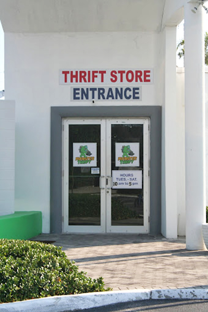 Clear signage and welcoming doors promise a comfortable thrift experience where bargains meet community support beautifully together.
