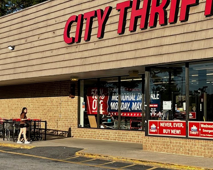 The "Never, Ever Buy New" philosophy displayed proudly &ndash; now that's commitment to thrifting!