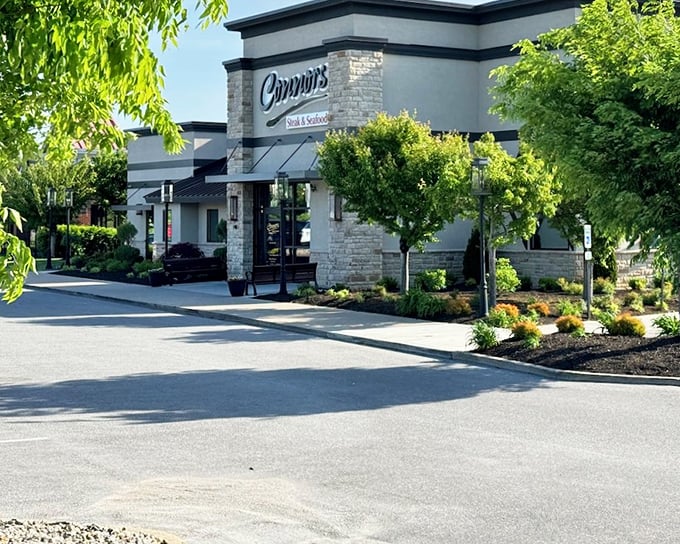 Thoughtful landscaping surrounds Connors, setting the stage for seafood that's dressed up but still knows how to have fun.