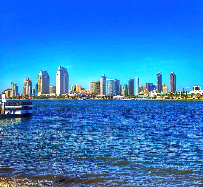 San Diego's glittering towers provide the perfect backdrop for waterfront dining and dreaming.