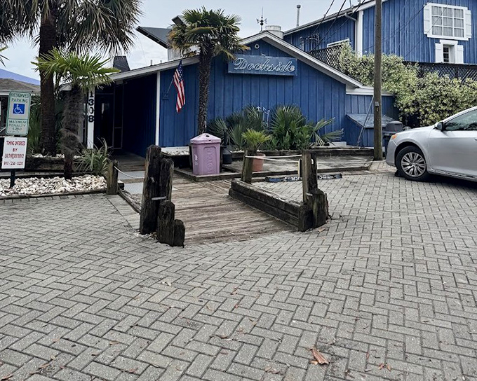 Palm trees, American flags, and that unmistakable blue building &ndash; Dockside is coastal dining exactly as it should be.