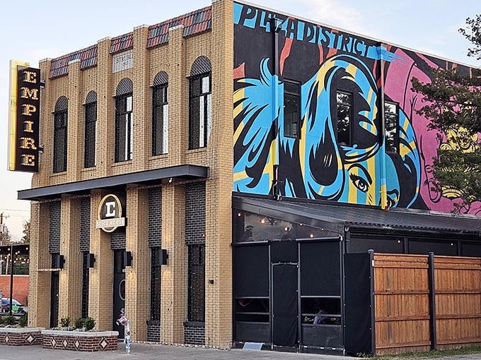 Bold murals and bright colors announce that Empire isn't your average pizza joint. This is where art meets appetite in Oklahoma City's vibrant food scene.
