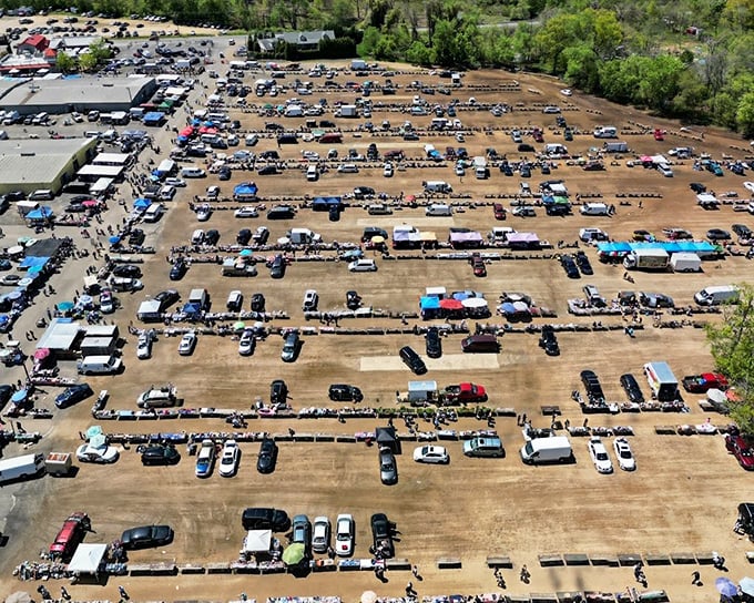 From above, Englishtown Flea Market resembles a perfectly planned small city. Each row houses its own neighborhood of treasures waiting to be discovered.