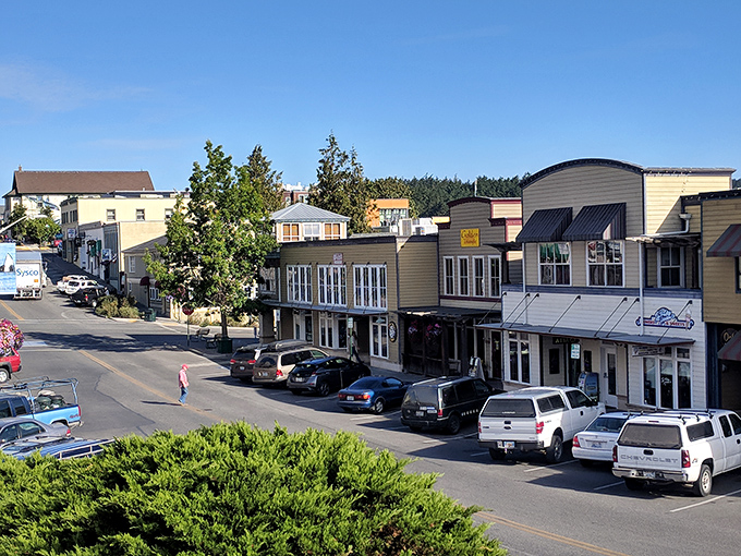 Small-town charm meets island sophistication on these tree-lined streets above the water.
