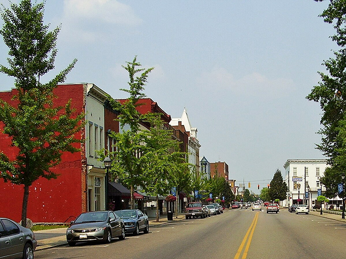 These colorful storefronts create a vibrant downtown scene where community spirit runs as deep as history.