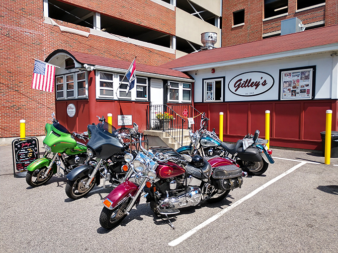 Those motorcycles out front know where to find the real deal - follow their lead.