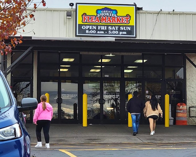 An aerial view of Great Smokies Flea Market &ndash; where parking lots fill with treasure seekers ready for their weekend adventure.