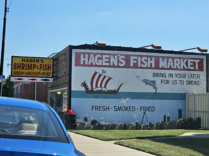The Viking ship mural hints at seafood traditions that have sailed through generations of hungry Chicago families.
