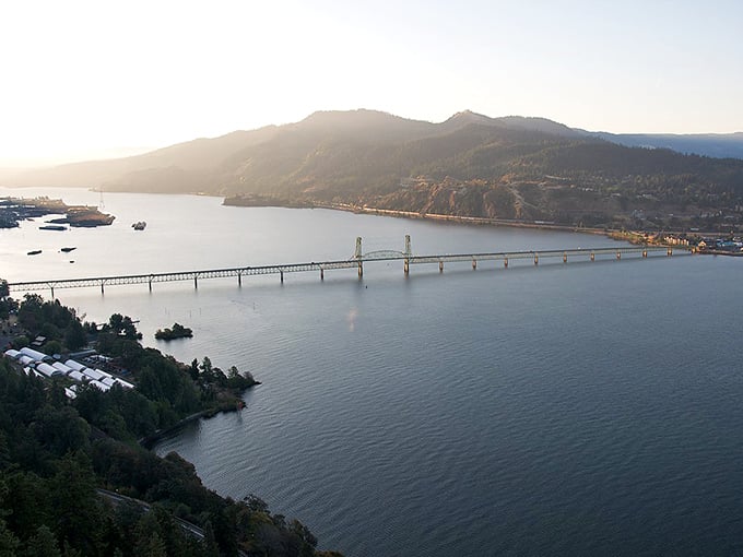 Golden hour transforms this river valley into something Norman Rockwell would paint if he'd moved west and gotten adventurous.