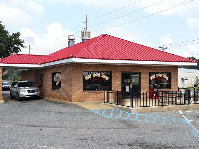 Solid brick construction suggests serious commitment to the craft of creating perfect hot dogs for decades.