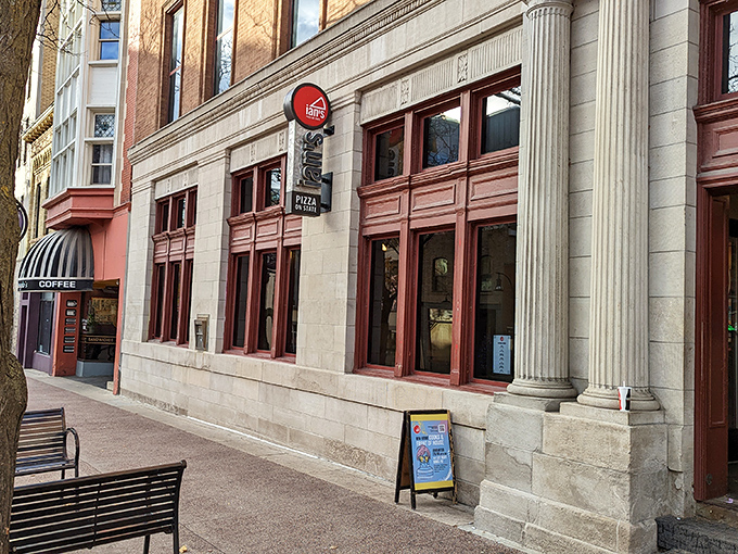 Those grand columns frame a pizza destination that's fed generations of hungry Wisconsin students.