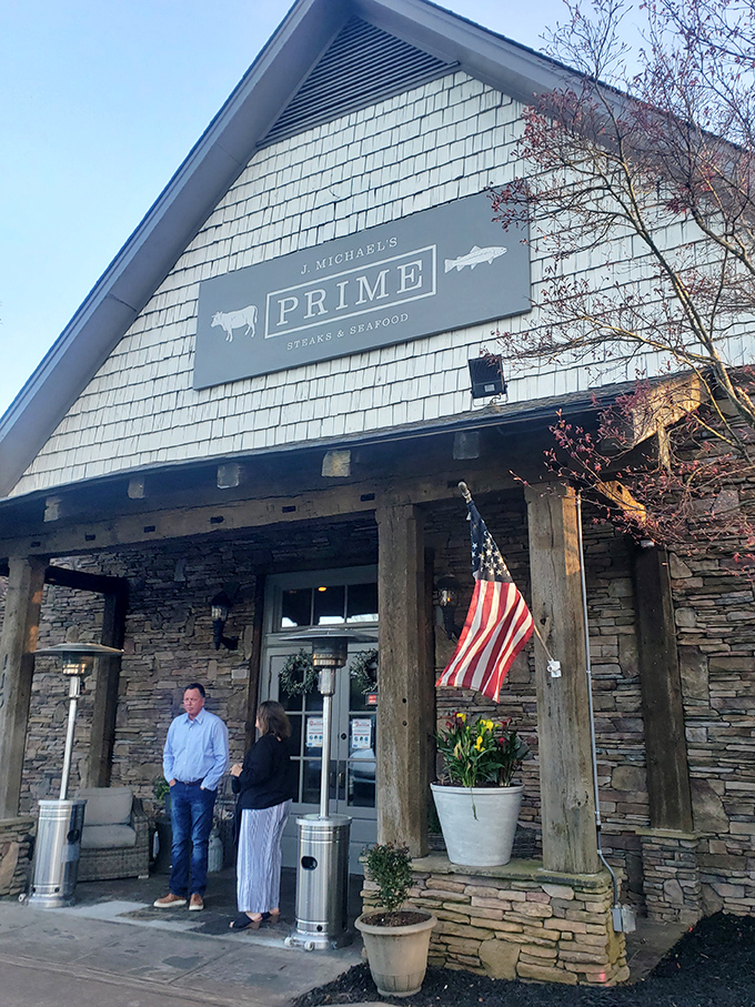 J. Michael's Prime: "When the entrance looks this inviting, imagine what's on the plates. Stone and timber frame a steakhouse experience worth remembering."