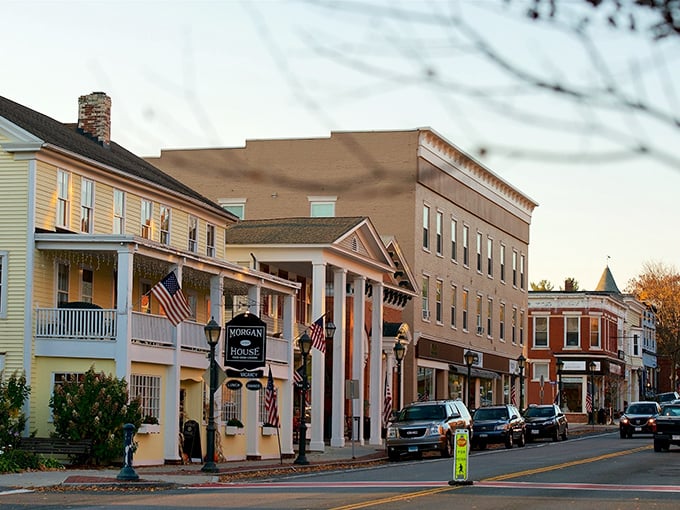 Classic storefronts invite leisurely browsing in this picturesque Berkshire town center.